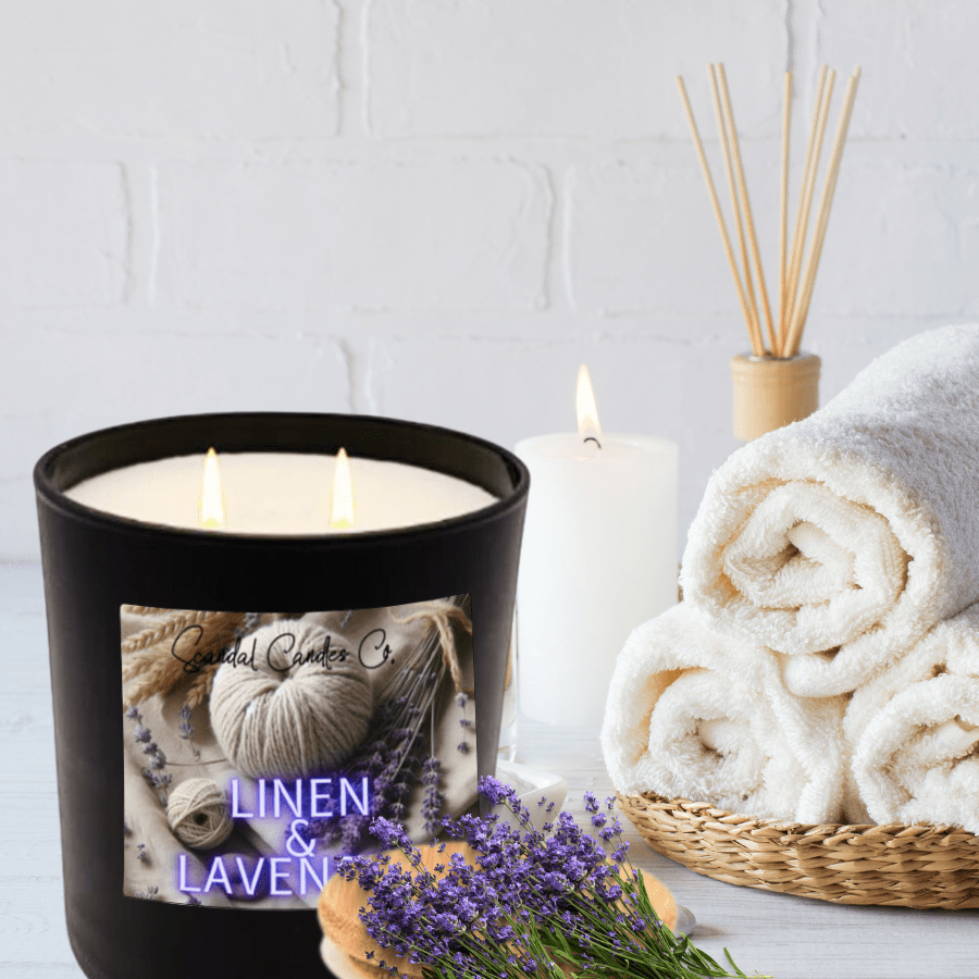 Linen & Lavender - 10 oz Two Wick – Scandal Candles Co.